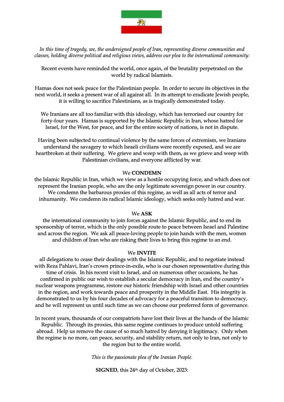 Prominent representatives of Iranian civil and political society issue ...